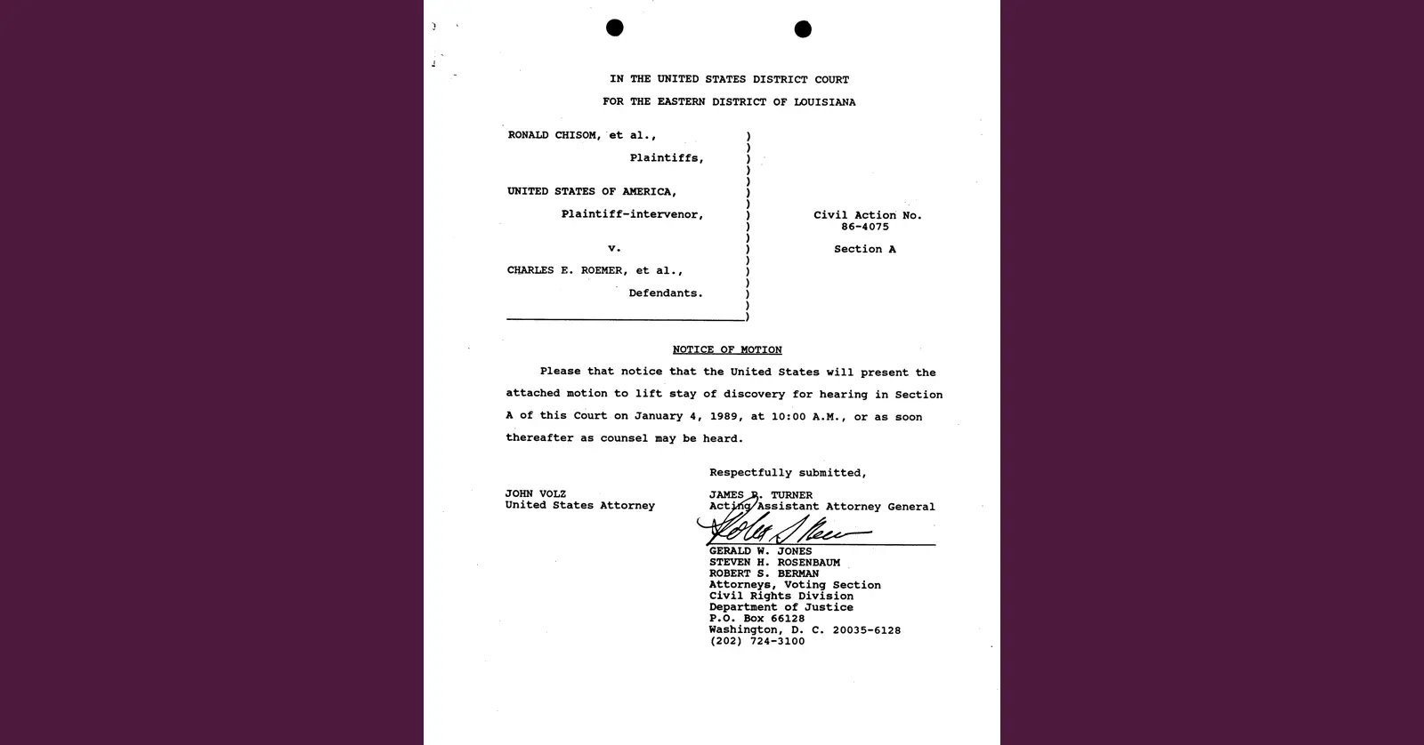 Notice of Motion; Motion for the United States to Lift Stay of ...