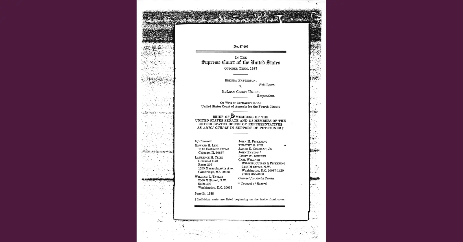 Patterson v. McLean Credit Union Brief Amici Curiae of Members of the ...