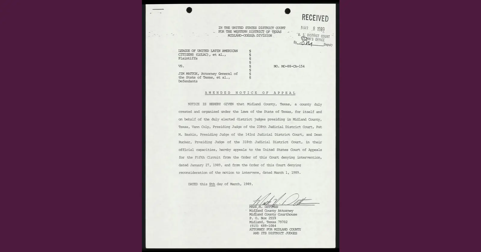 Amended Notice of Appeal