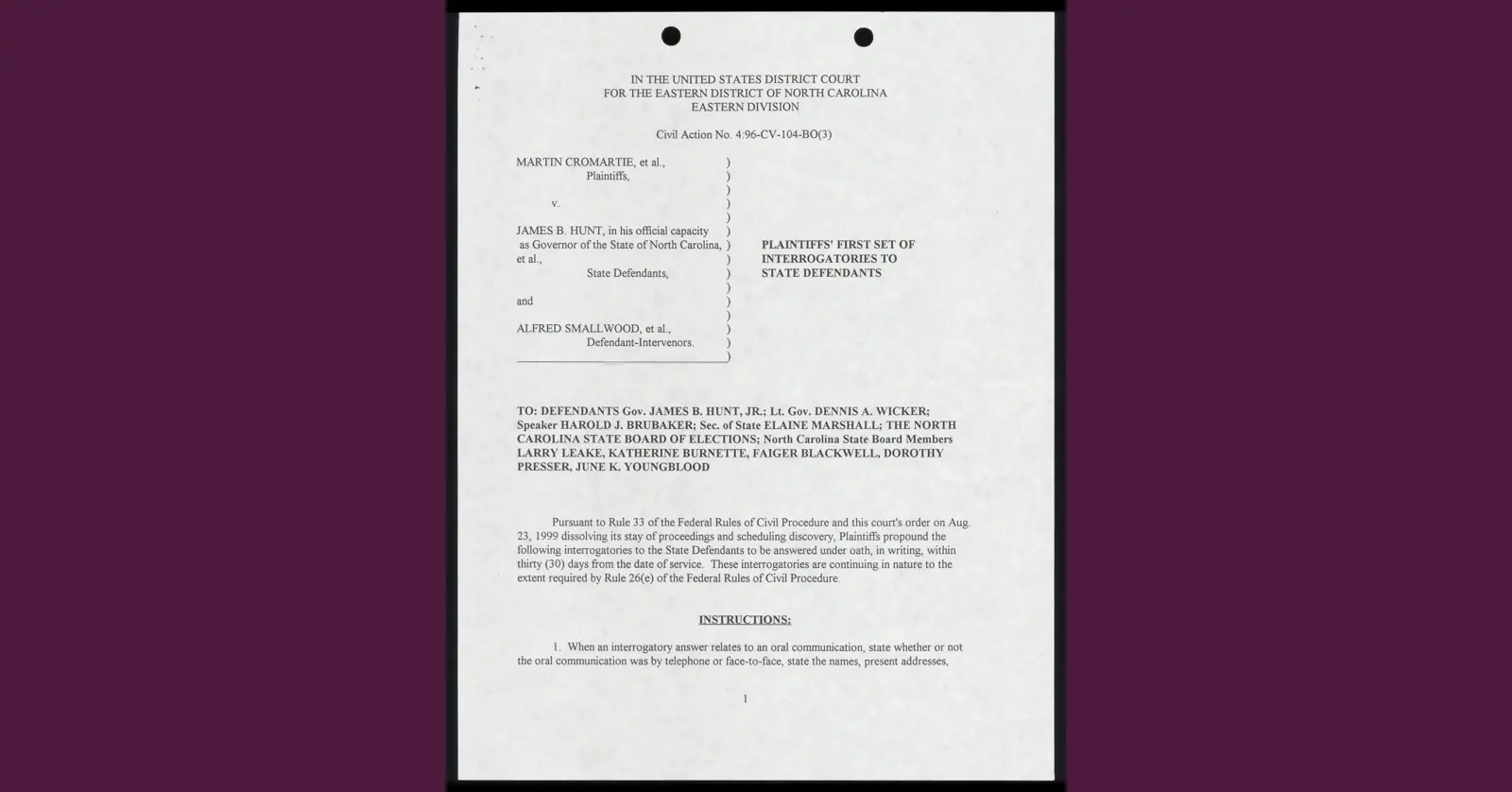 Plaintiffs' First Set of Interrogatories to State Defendants with ...