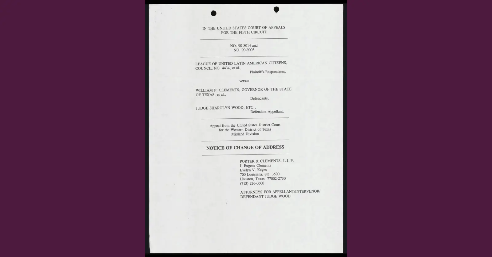 Notice of Change of Address