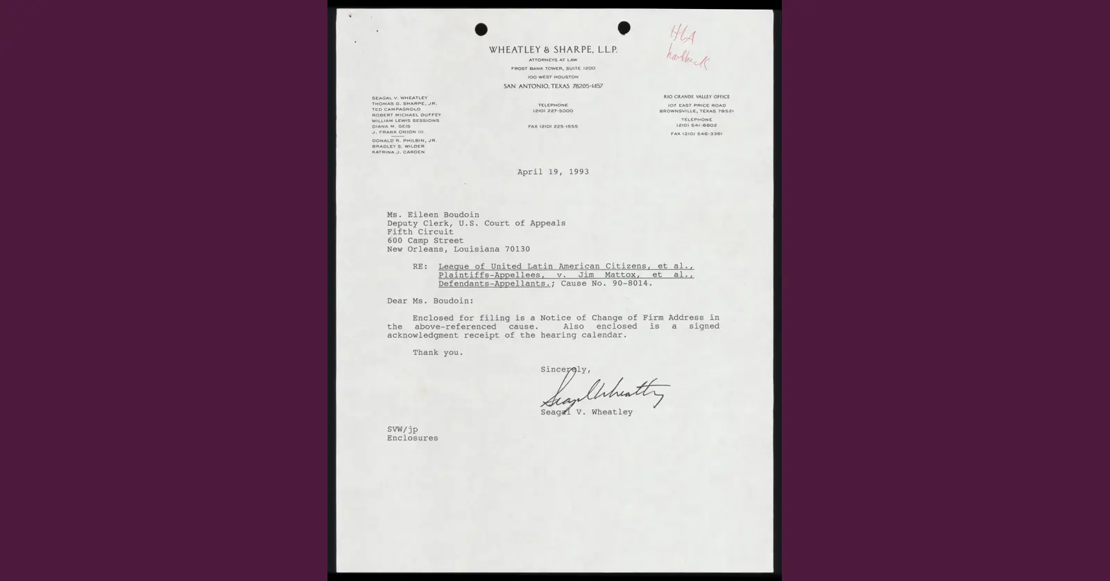 Notice of Change of Firm Address