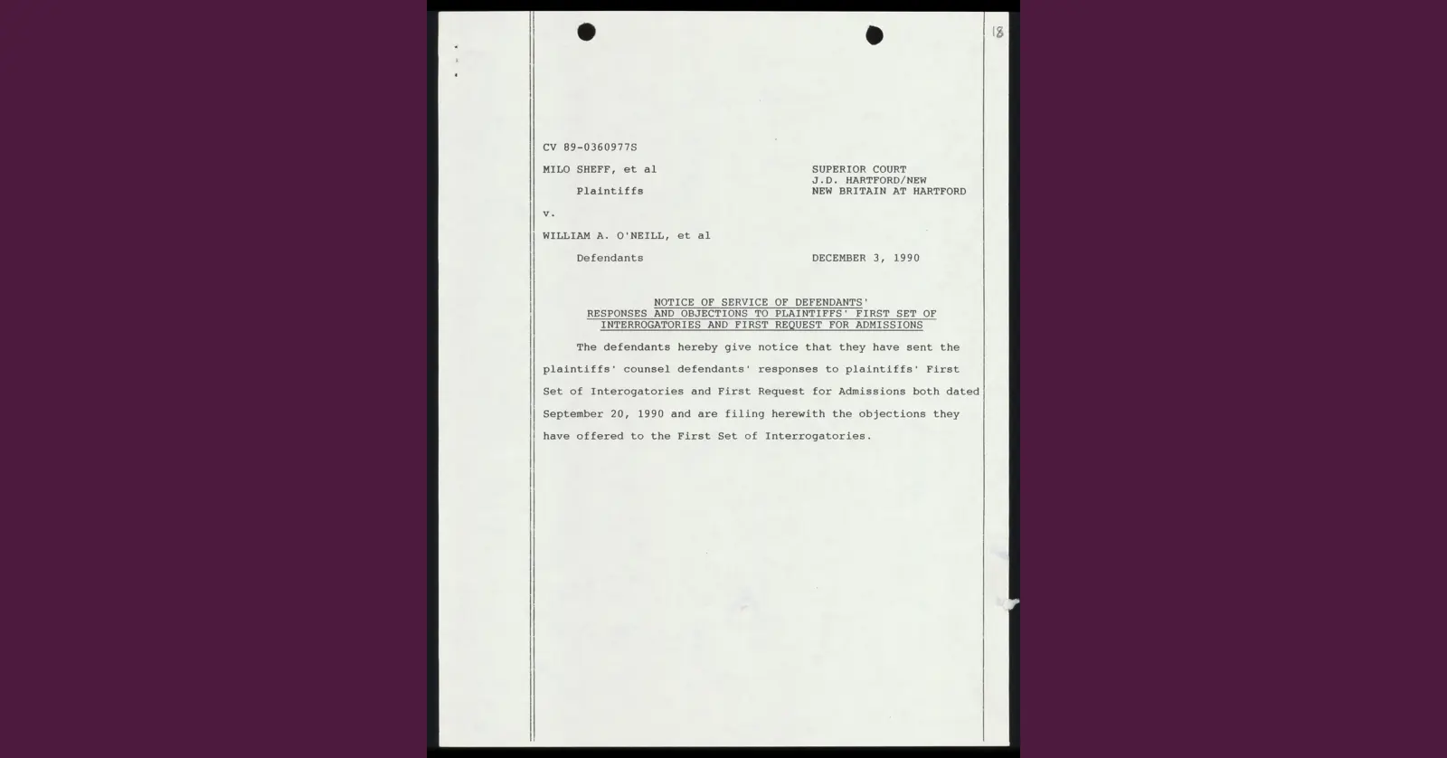 Notice of Service of Defendants' Responses and Objections to Plaintiffs ...