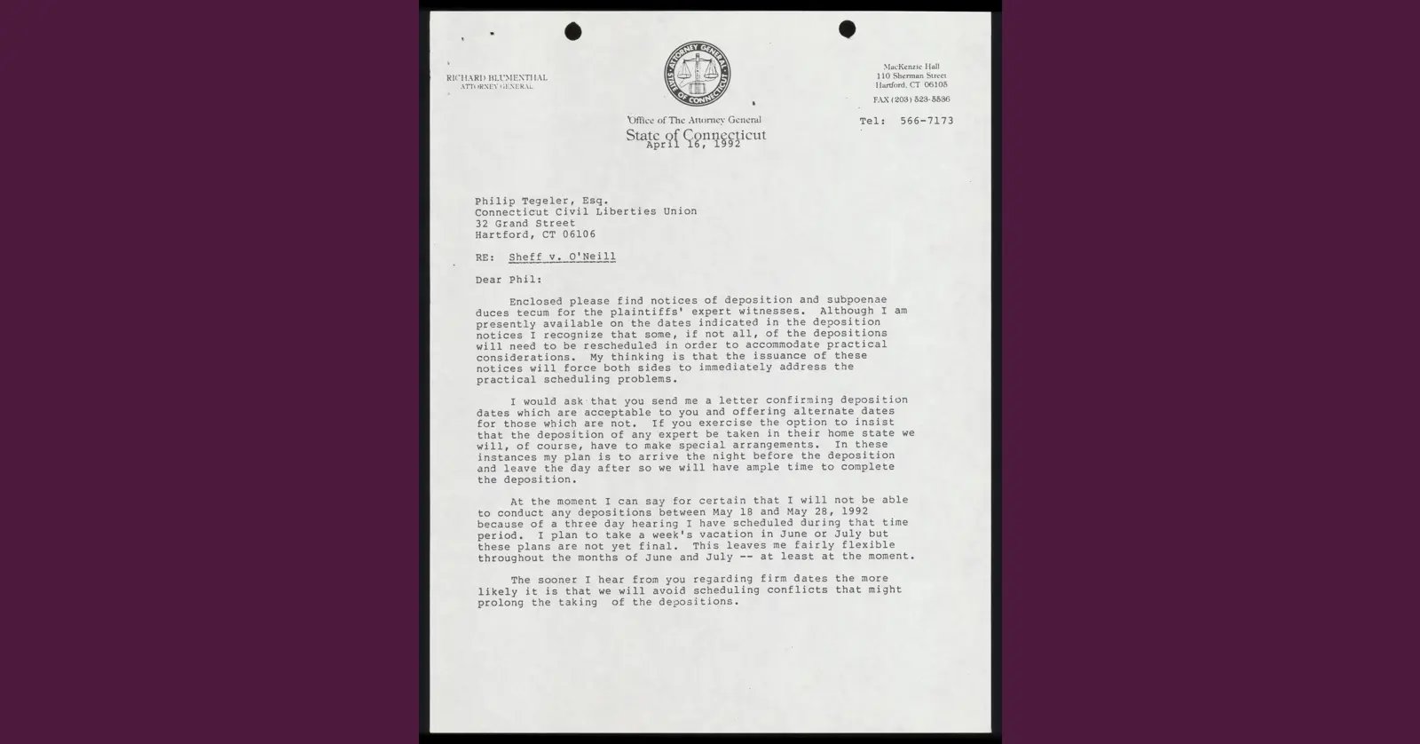Correspondence from Whelan to Tegeler with Notices of Deposition and ...